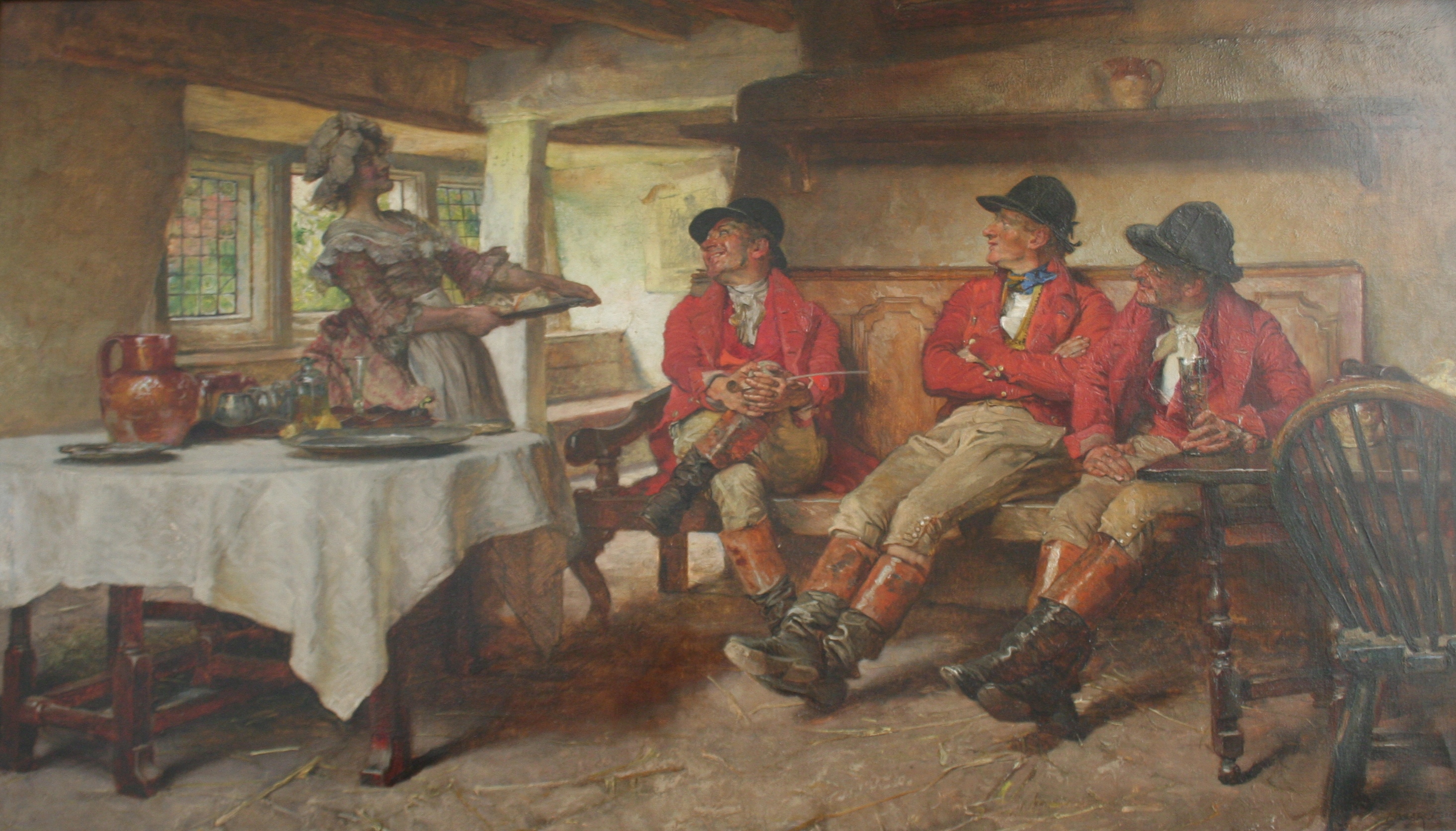 EDGAR BUNDY (1862-1922) THE HUNTERS' FAVOURITE Signed, oil on canvas 44 ...