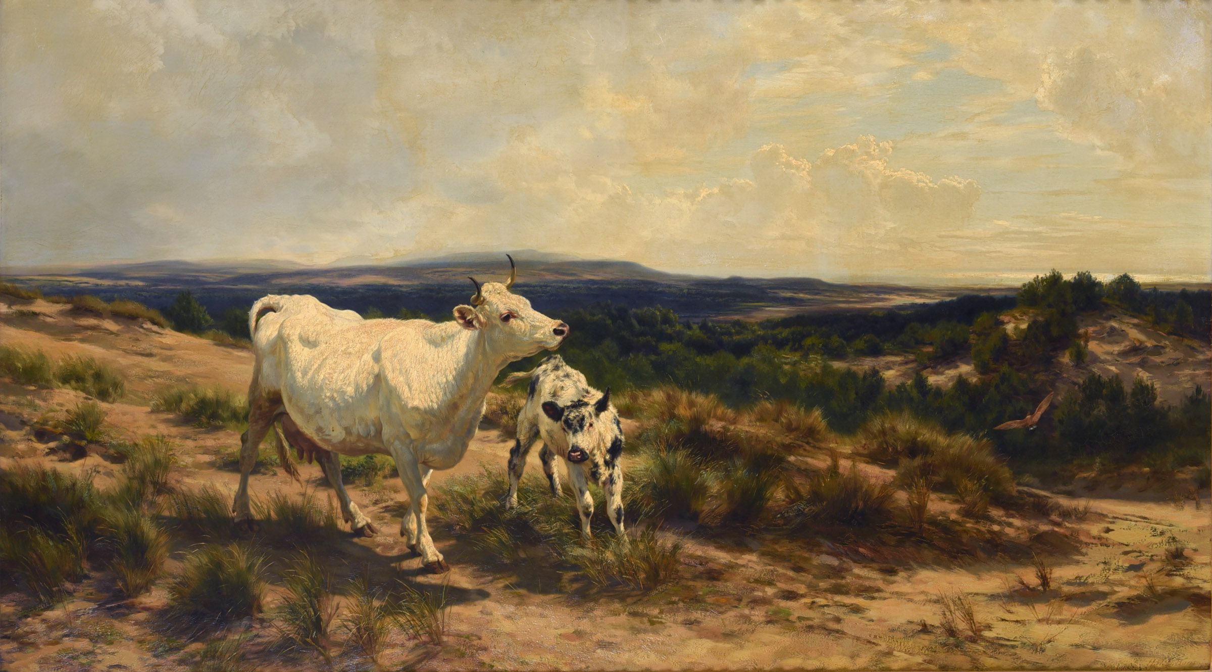 HENRY WILLIAM BANKS DAVIS, RA (1833-1914) COW AND CALF Signed and dated ...