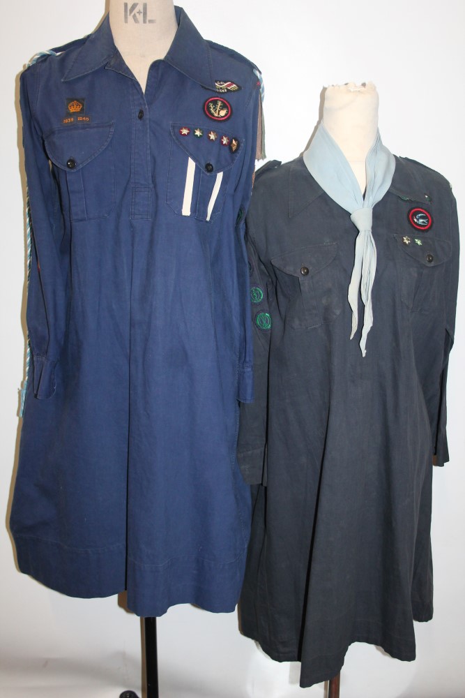 Two 1930s / 1940s vintage Girl Guide uniform dresses with interest ...