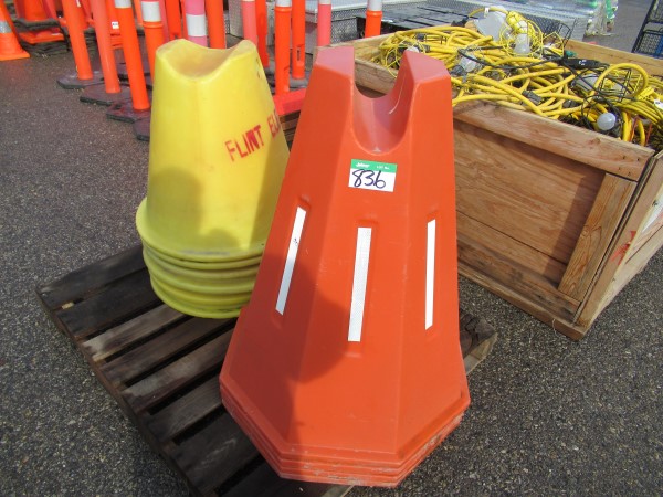 LOT OF PLASTIC PIPE CONE STANDS