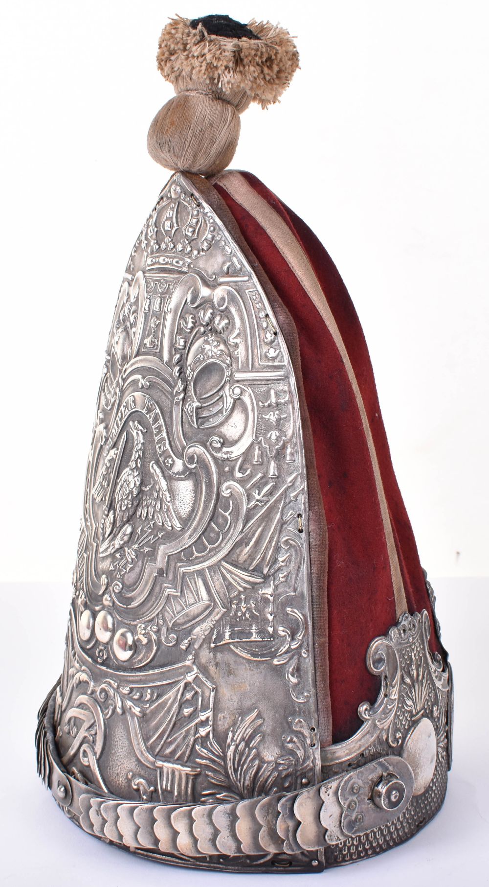 Scarce Prussian Grenadiers Mitre Cap, having large white metal front ...