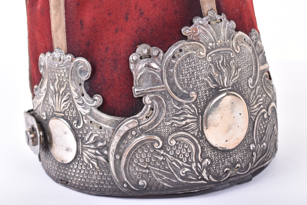 Scarce Prussian Grenadiers Mitre Cap, having large white metal front ...