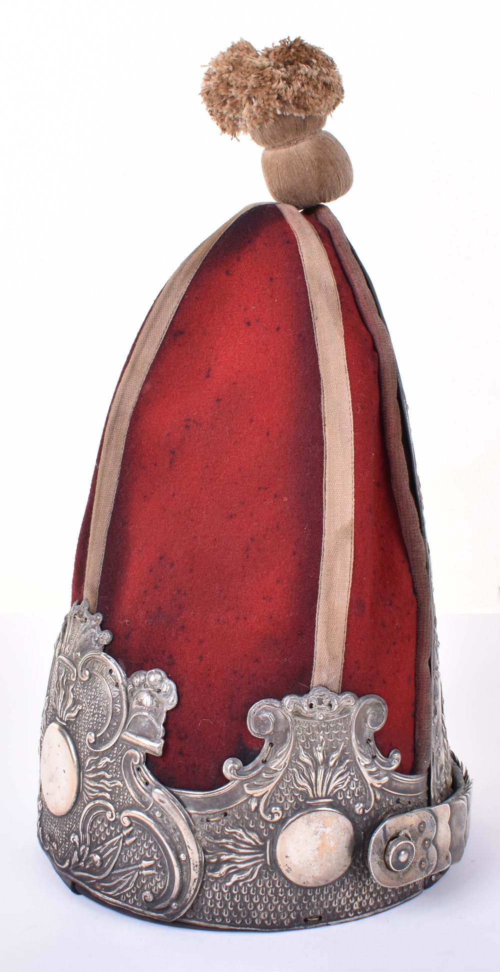 Scarce Prussian Grenadiers Mitre Cap, having large white metal front ...