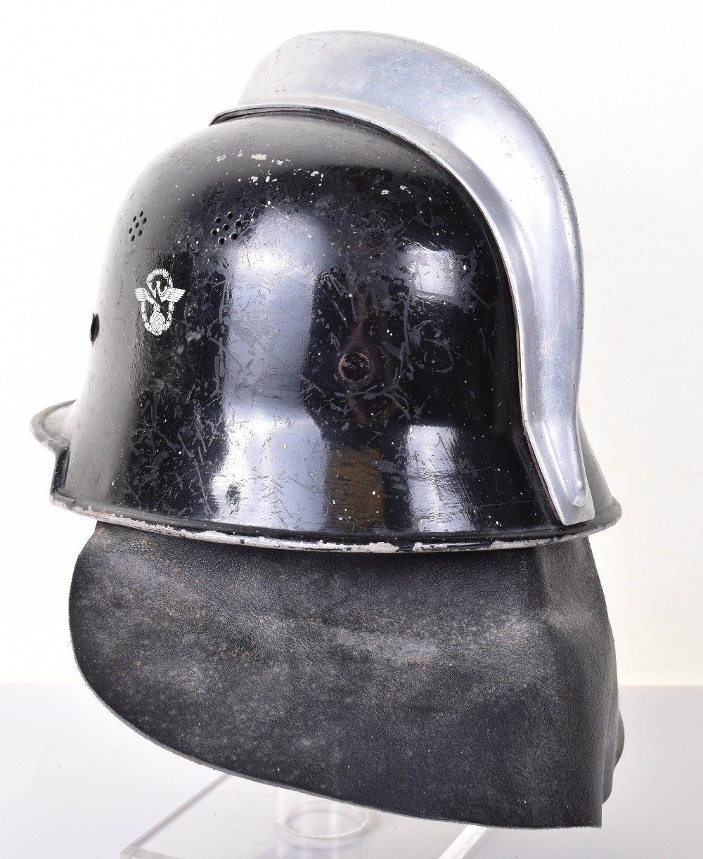 WW2 German Fire Police Helmet, black painted example of the civilian ...