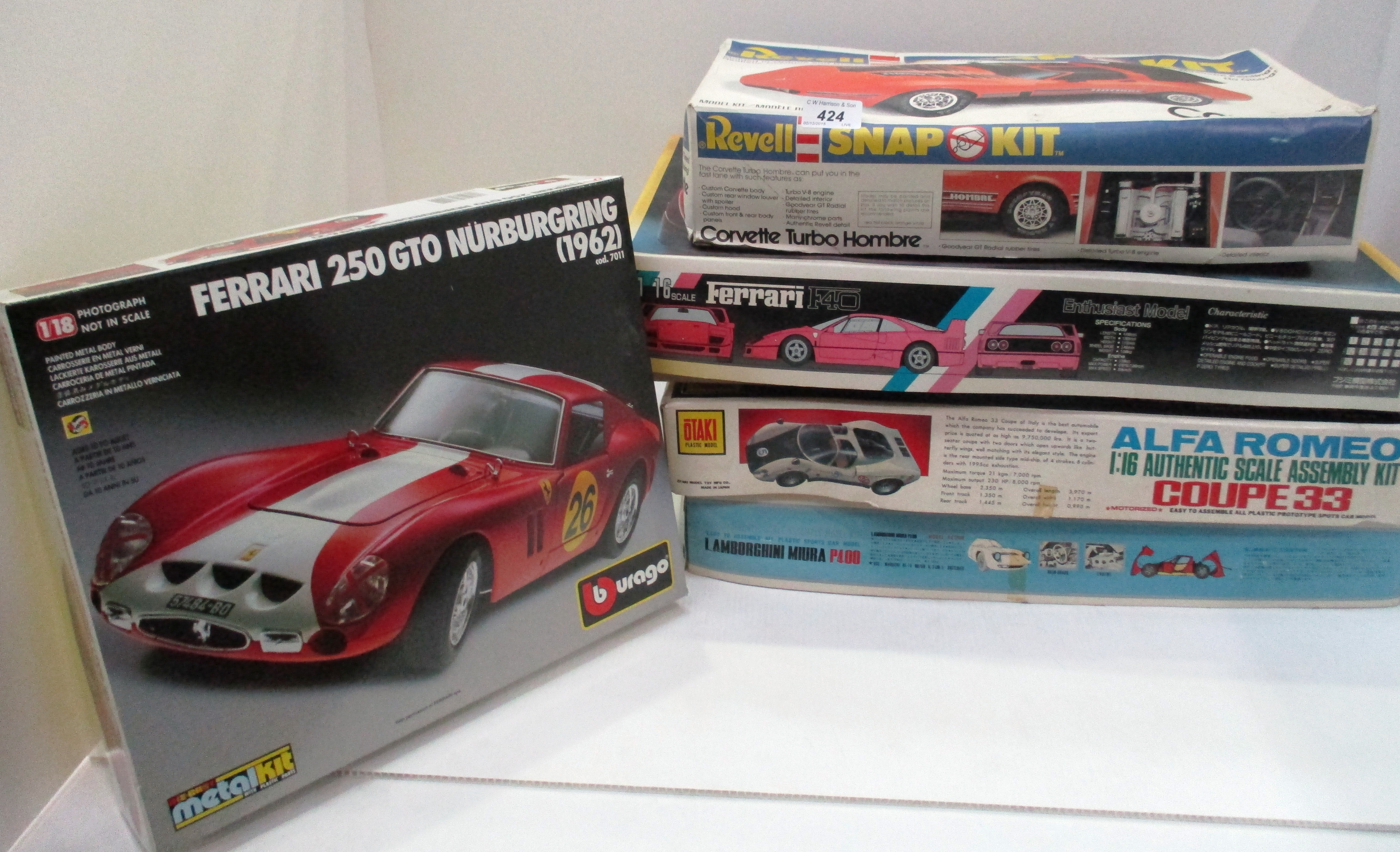 Five boxed model car kits - Revell 1/16 scale Corvette Turbo Hombre ...