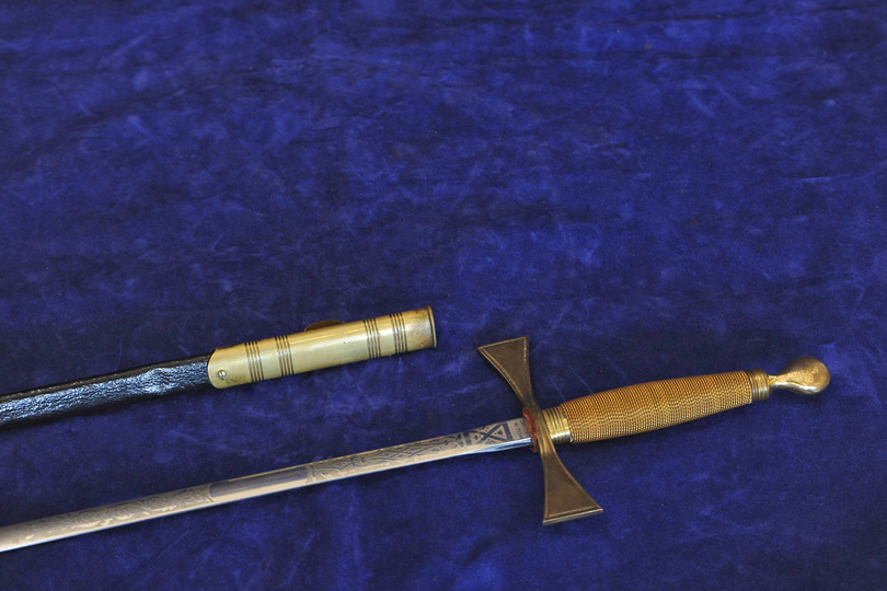 A Masonic sword by Wilkinson Pall Mall London. The 27¾ins blade etched ...