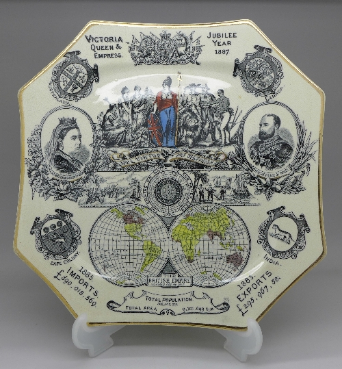 A Victorian transferware plate, The British Empire, Jubilee Year plate 1887