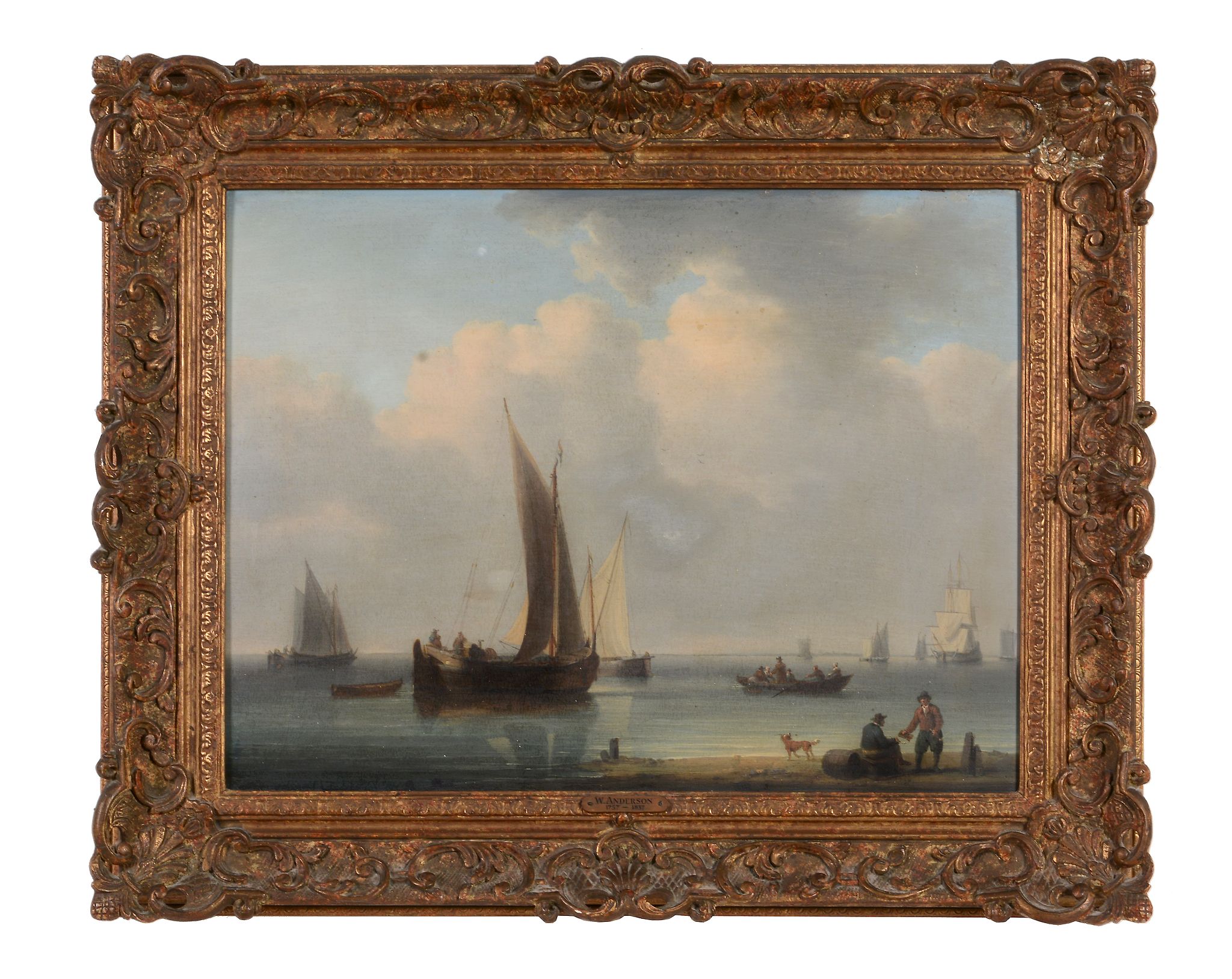 William Anderson (1757-1837) - Peaceful sailing Oil on panel Artist and ...