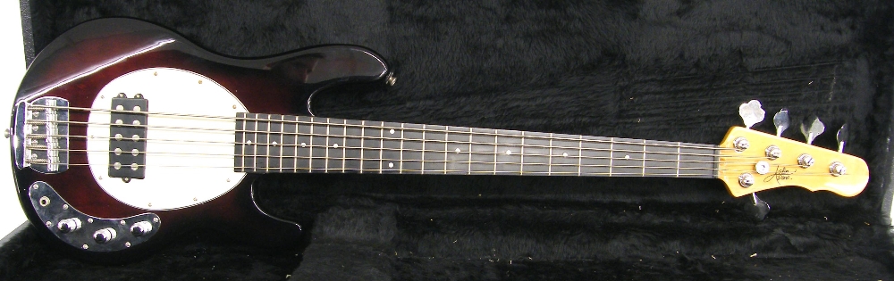 Aslin Dane five string bass guitar, burgundy burst finish, electrics in ...