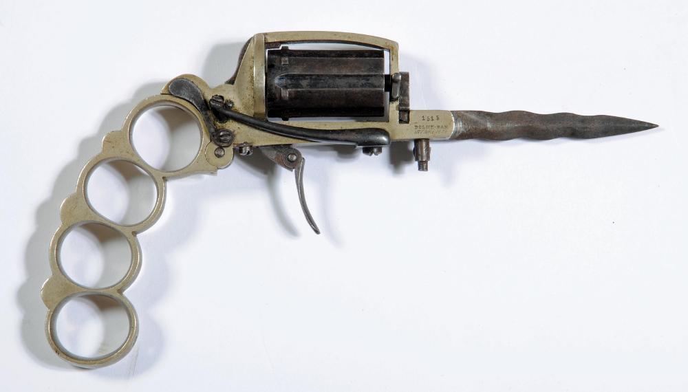 A RARE FRENCH APACHE-TYPE 5MM PINFIRE KNUCKLE DUSTER AND DAGGER ...