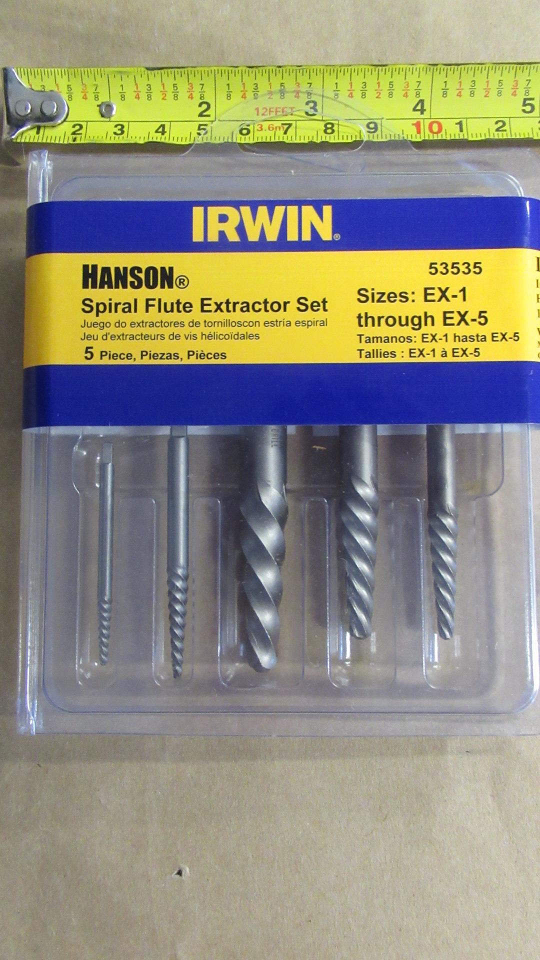 5 PC SPIRAL FLUTE EXTRACTOR SET IRWIN HANSON 53535