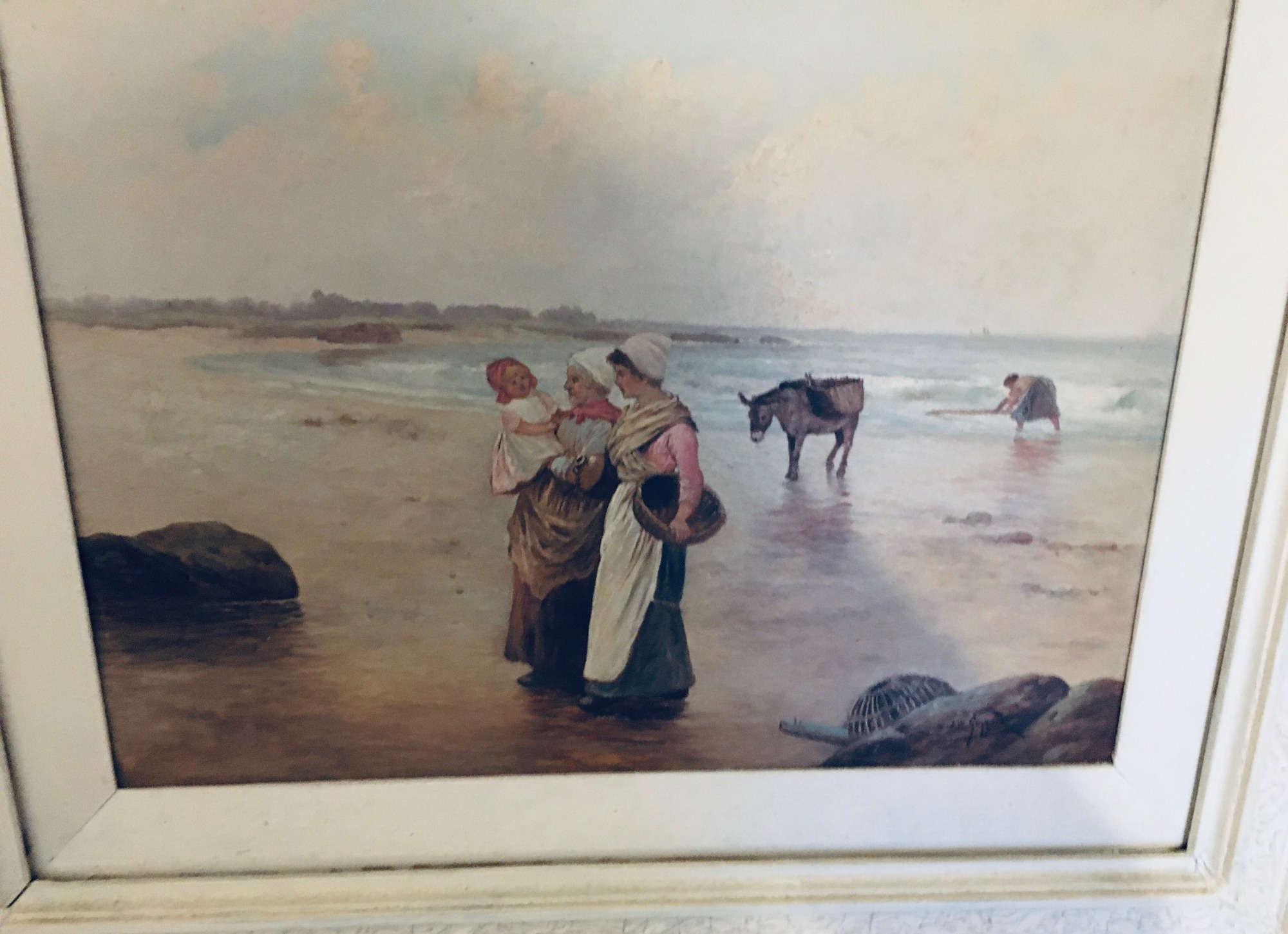 J W Gozzard Oil Painting of Seashore Scene with Women Cockle Pickers ...