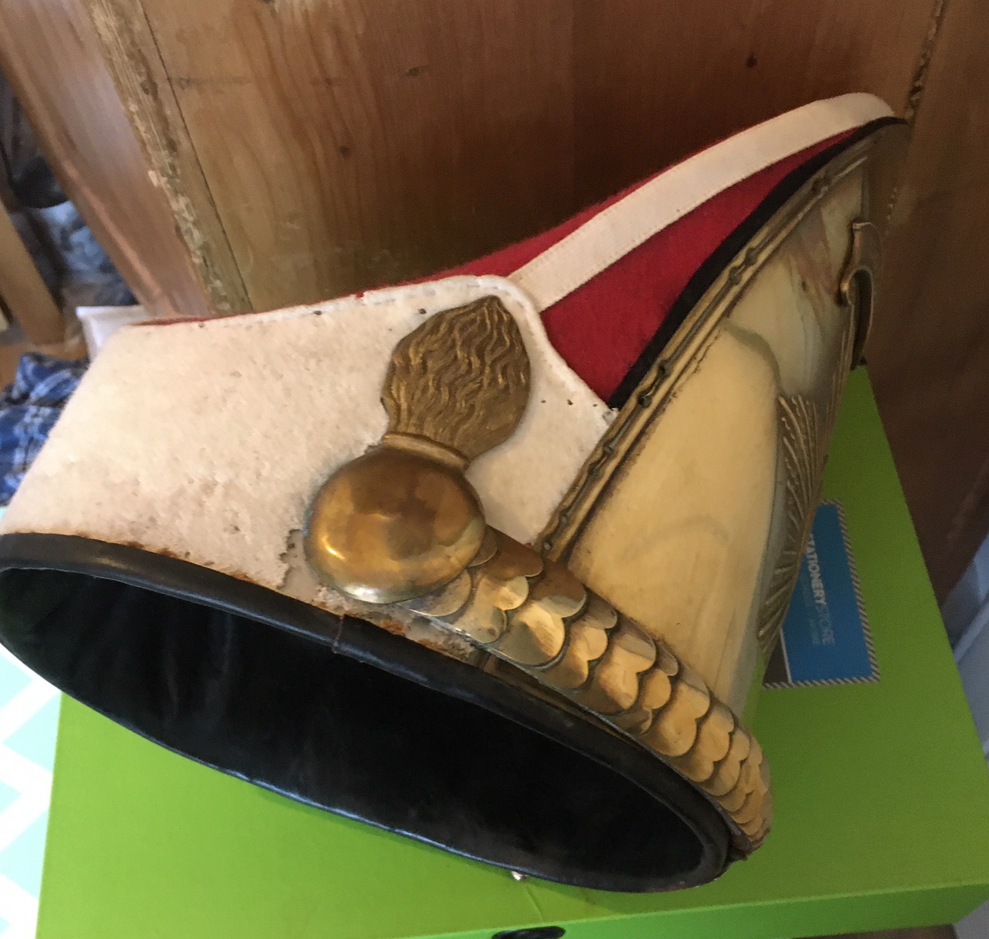 Prussian Grenadier Mitre Hat - 11" tall.The hat some age wear so please ...
