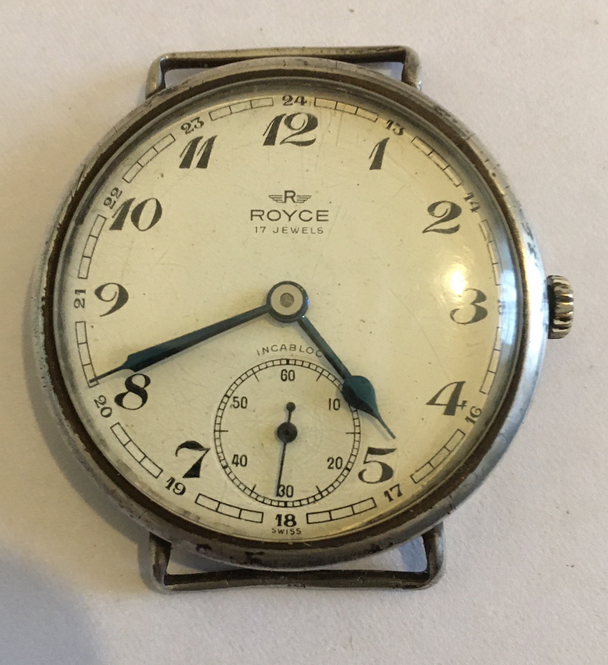 Vintage Large Royce 17 Jewels Wrist Watch - 42mm case in an working ...