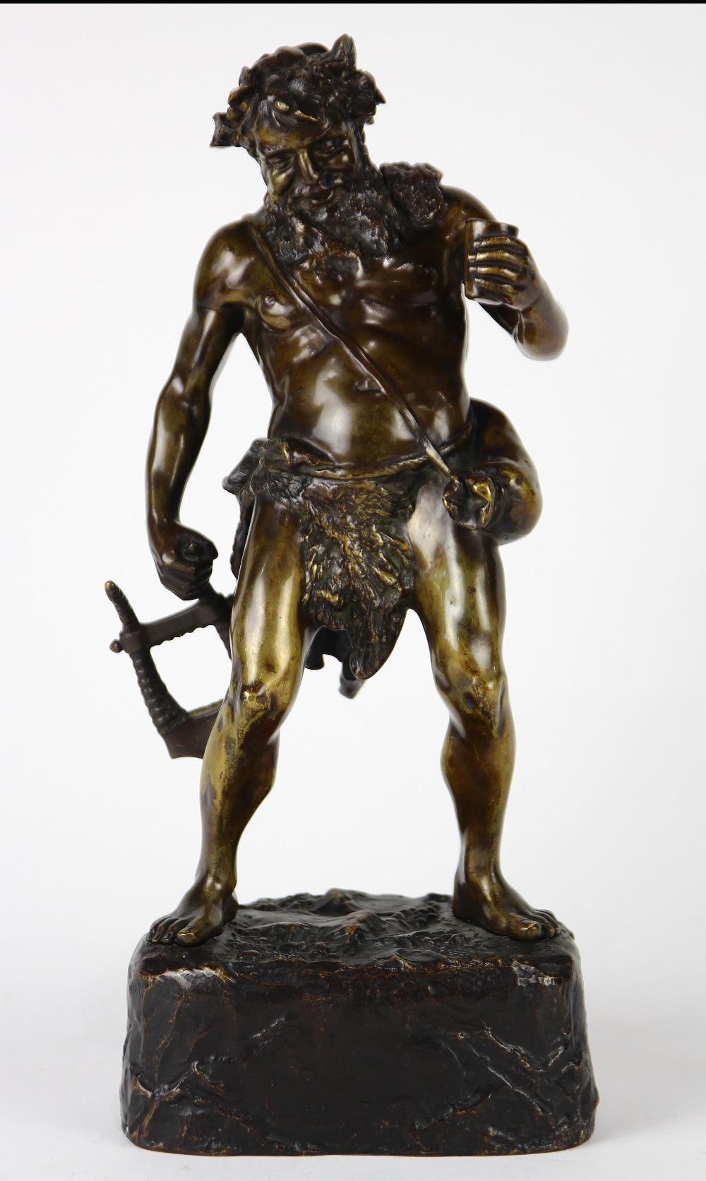 Continental patinated bronze allegorical Bacchus sculpture, depicted in ...