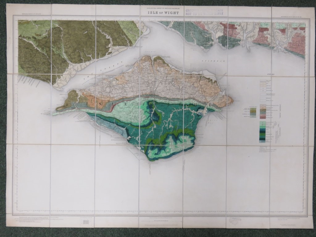 Geological Map showing the Isle of Wight - linen backed, coloured ...