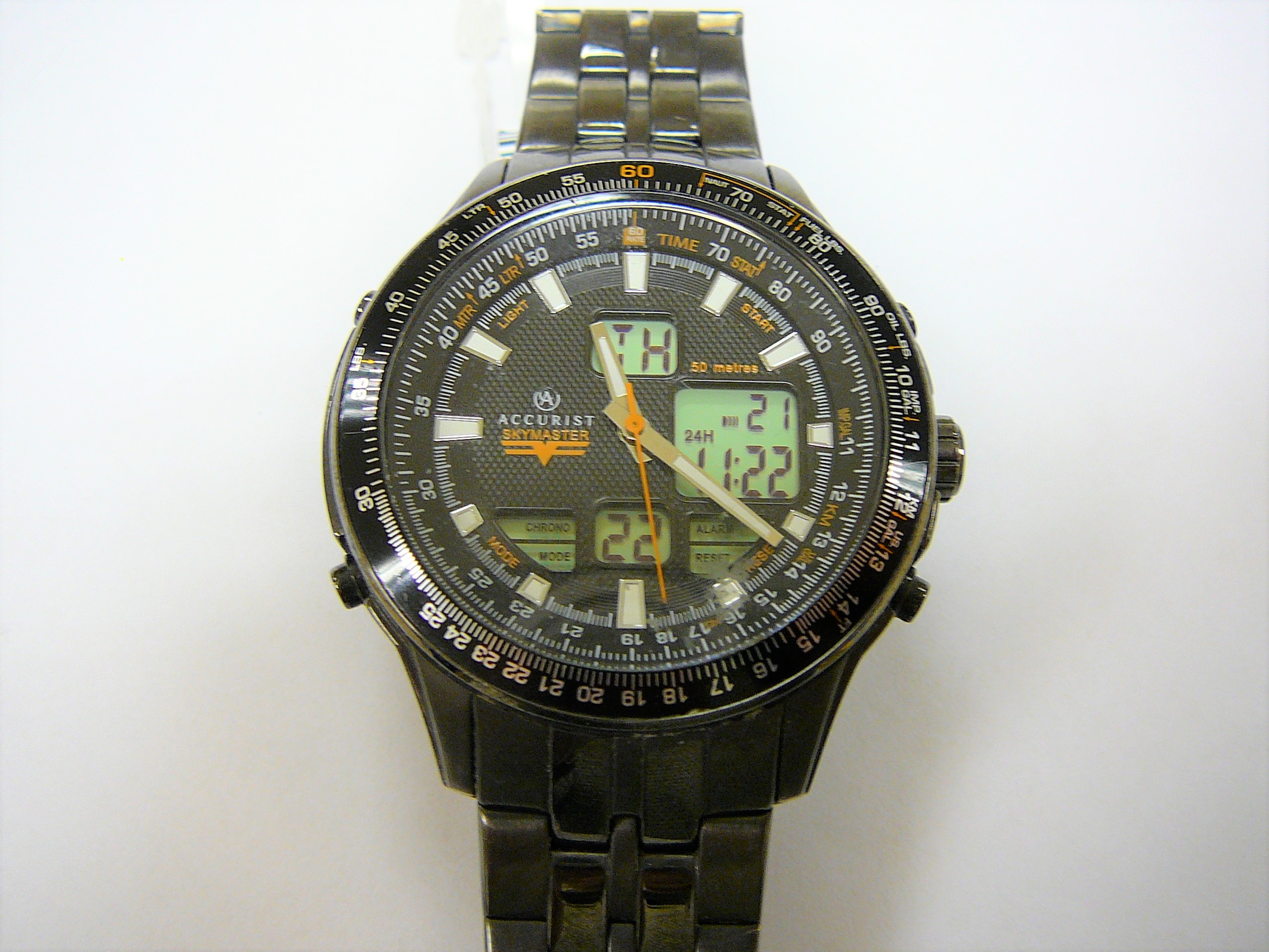 Gents Accurist Skymaster quartz alarm digital chronograph wristwatch ...