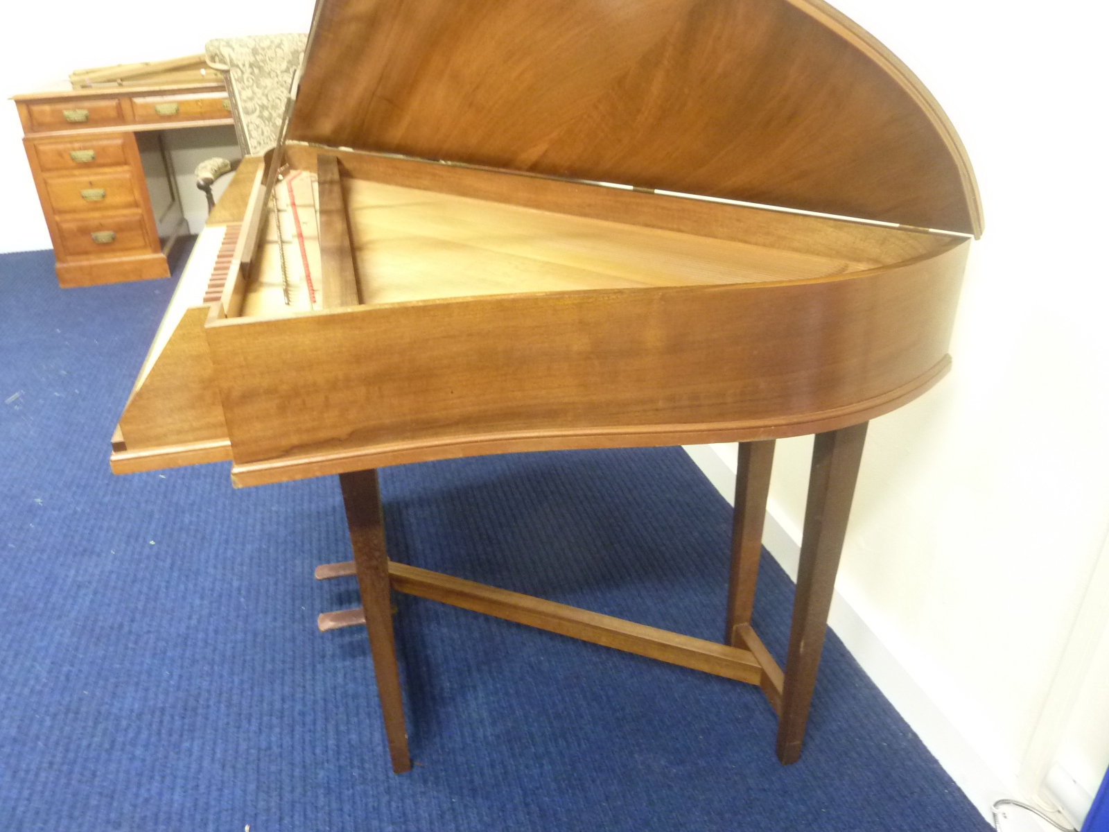 Robert Goble spinet / harpsichord, walnut veneer body with boxwood keys ...