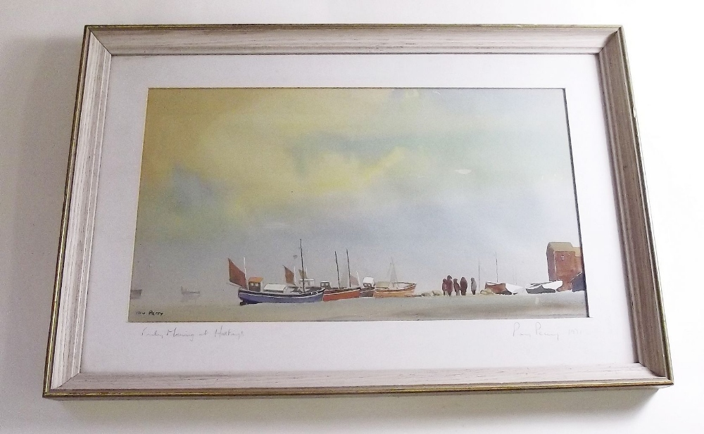 Roy Perry - watercolour 'Early Morning at Hastings', signed and dated ...