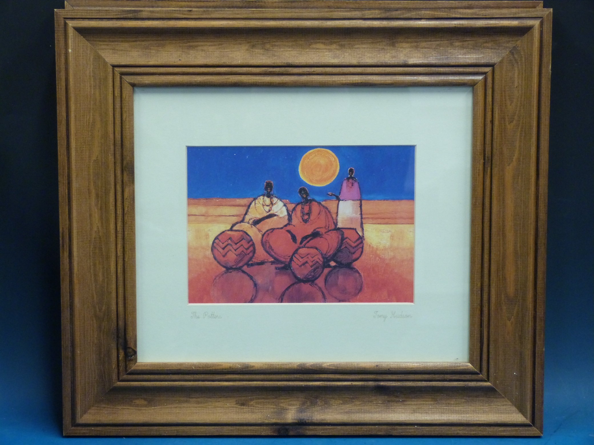 Four Tony Hudson African prints, watercolours, signed Ricado etc ...