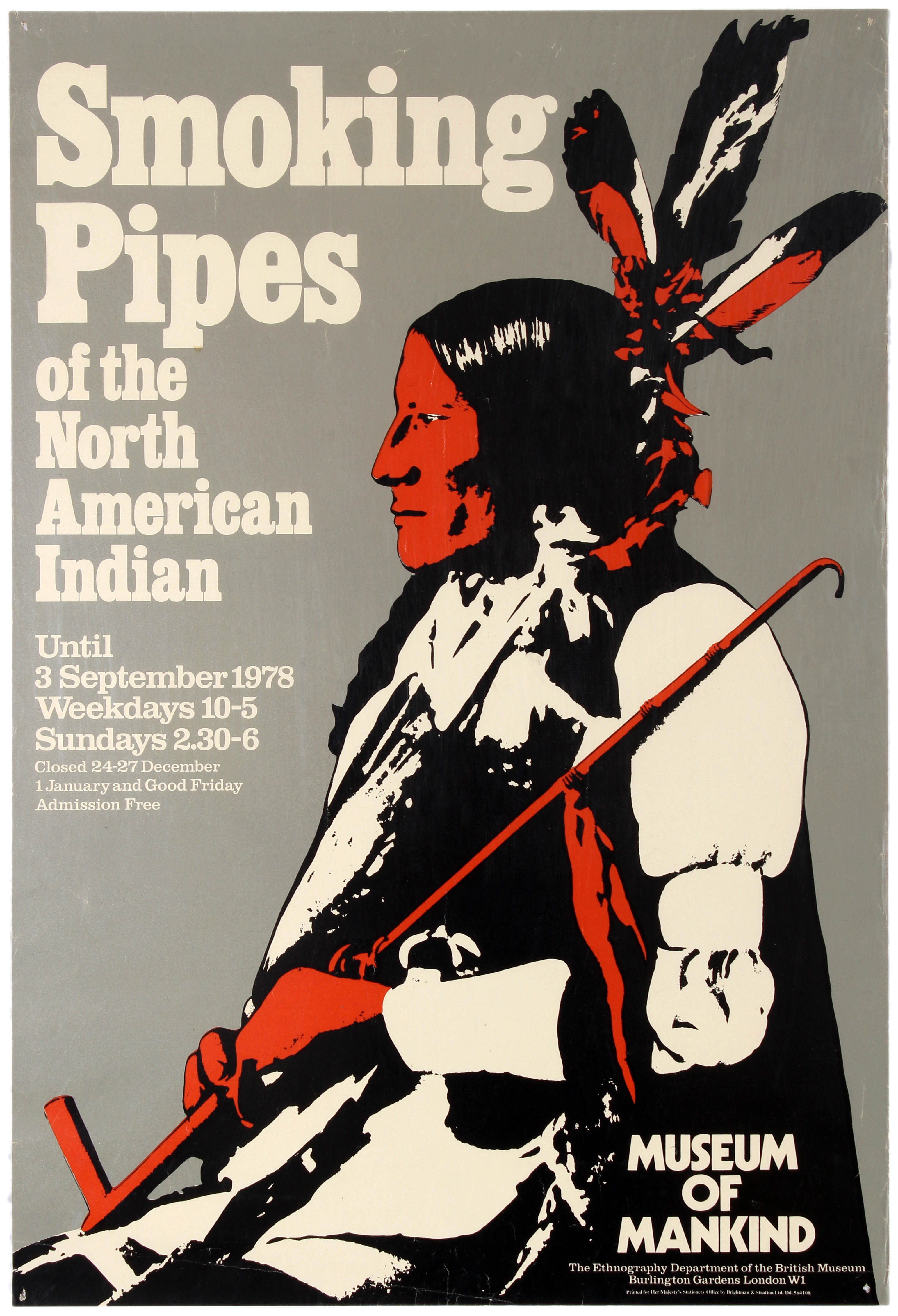 Original vintage advertising poster for an exhibition entitled Smoking ...