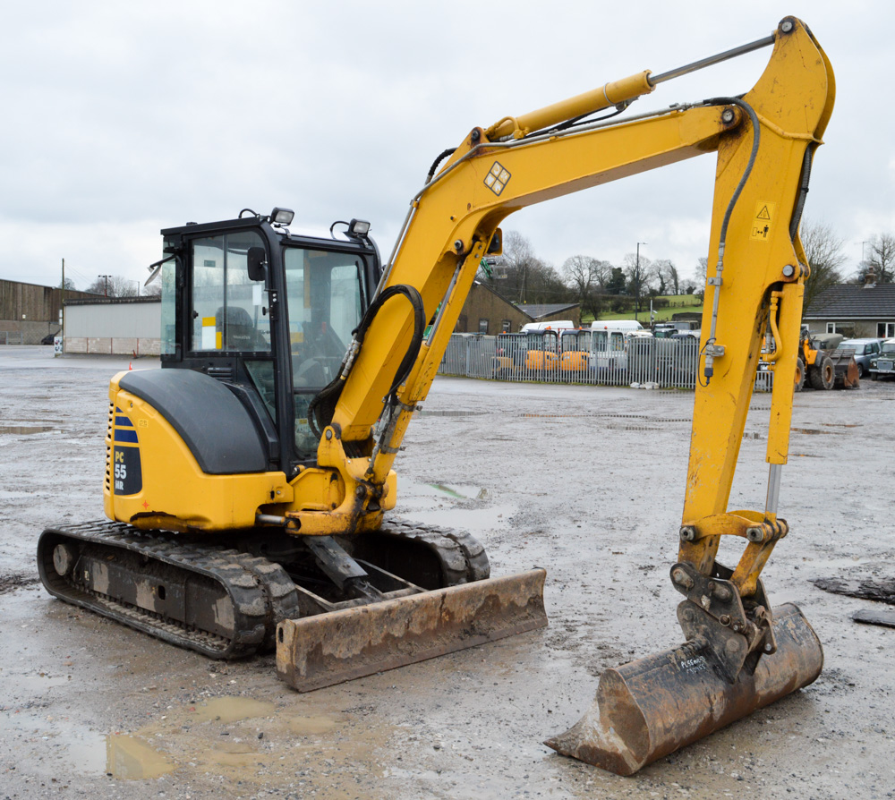 Komatsu PC55 MR 5.5 tonne rubber tracked mini excavator Year: 2014 S/N ...