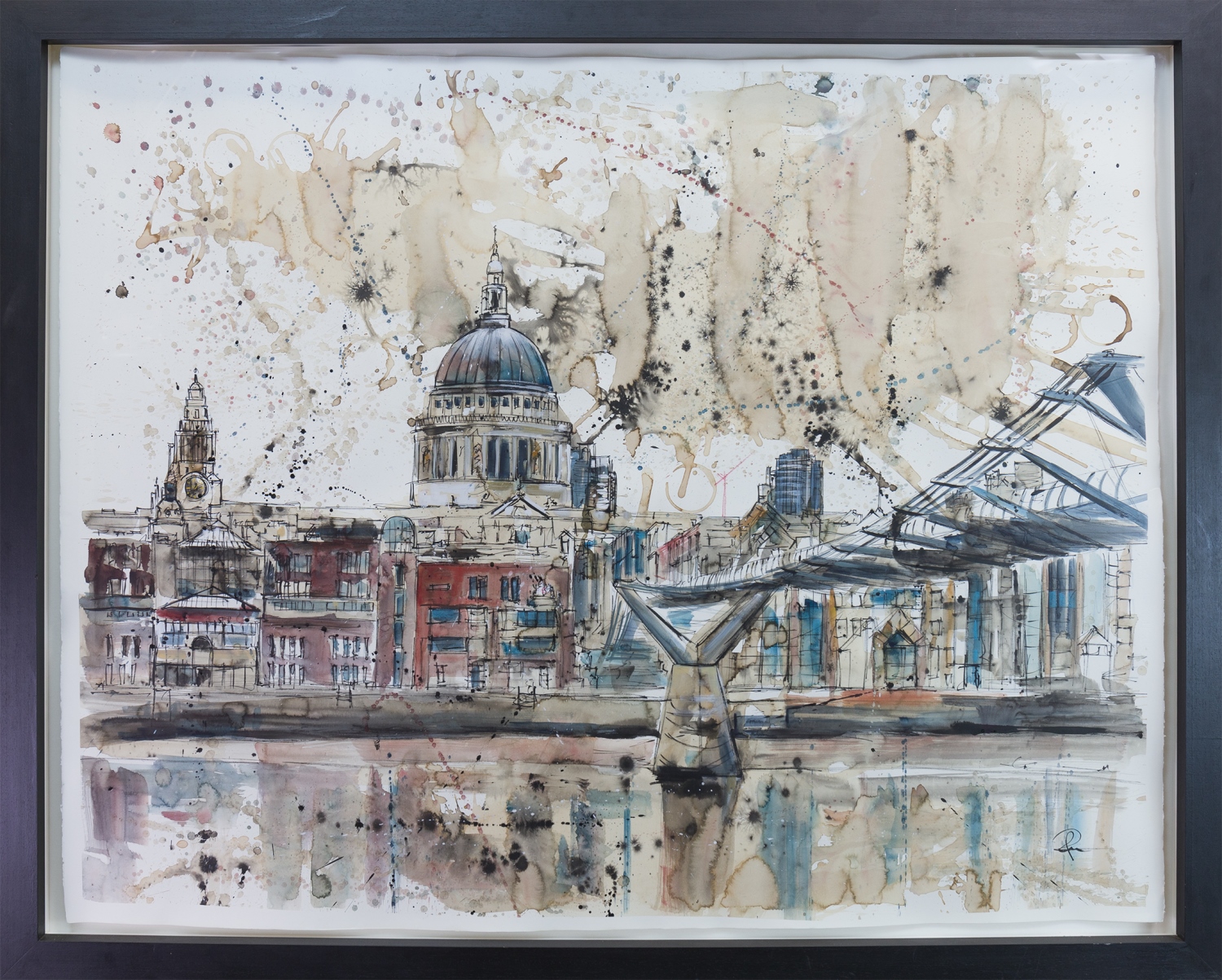 * PAUL KENTON, VIEW OF ST PAULS mixed media on paper, signed 110cm x ...