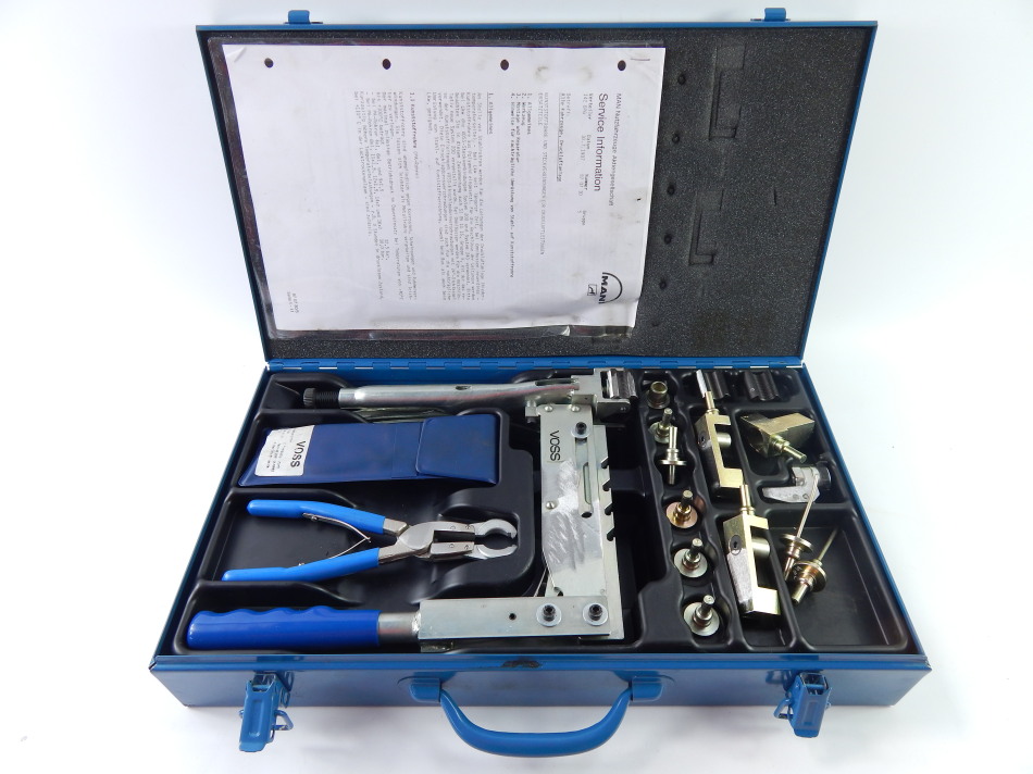 A Voss Assembly tool box, with gripping pliers.