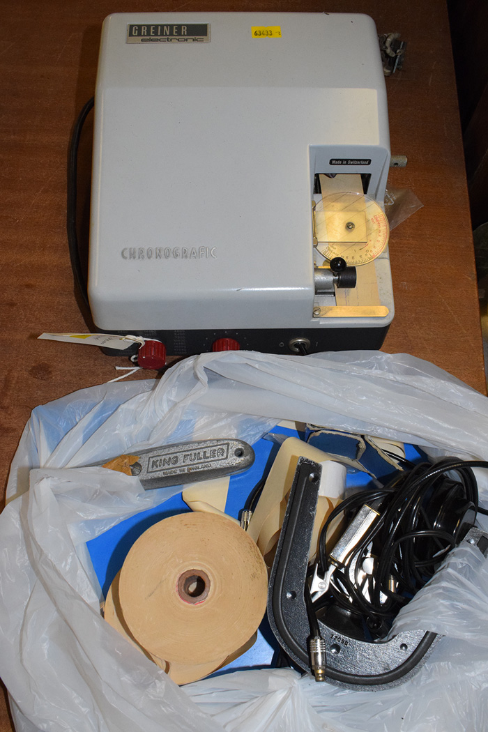 A Greiner electronic chronographic watchmakers timing machine.