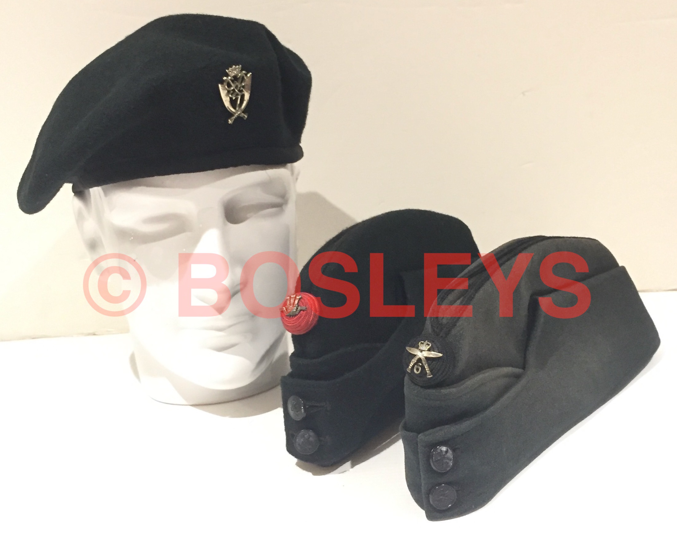 Two Gurkha Regiment Officer's Field Service Side Caps and a Beret. 2nd ...
