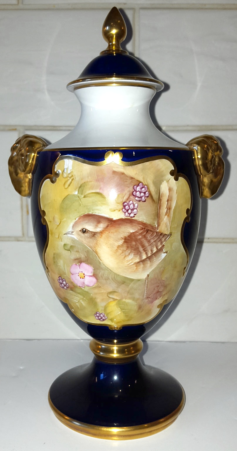 Caverswall China Limited Edition Ramshead Vase 'Wren' Handpainted ...