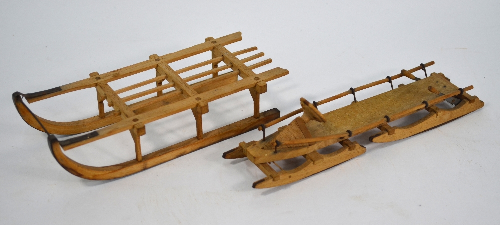 A finely-made carved wood model vintage bobsleigh with working steerage ...
