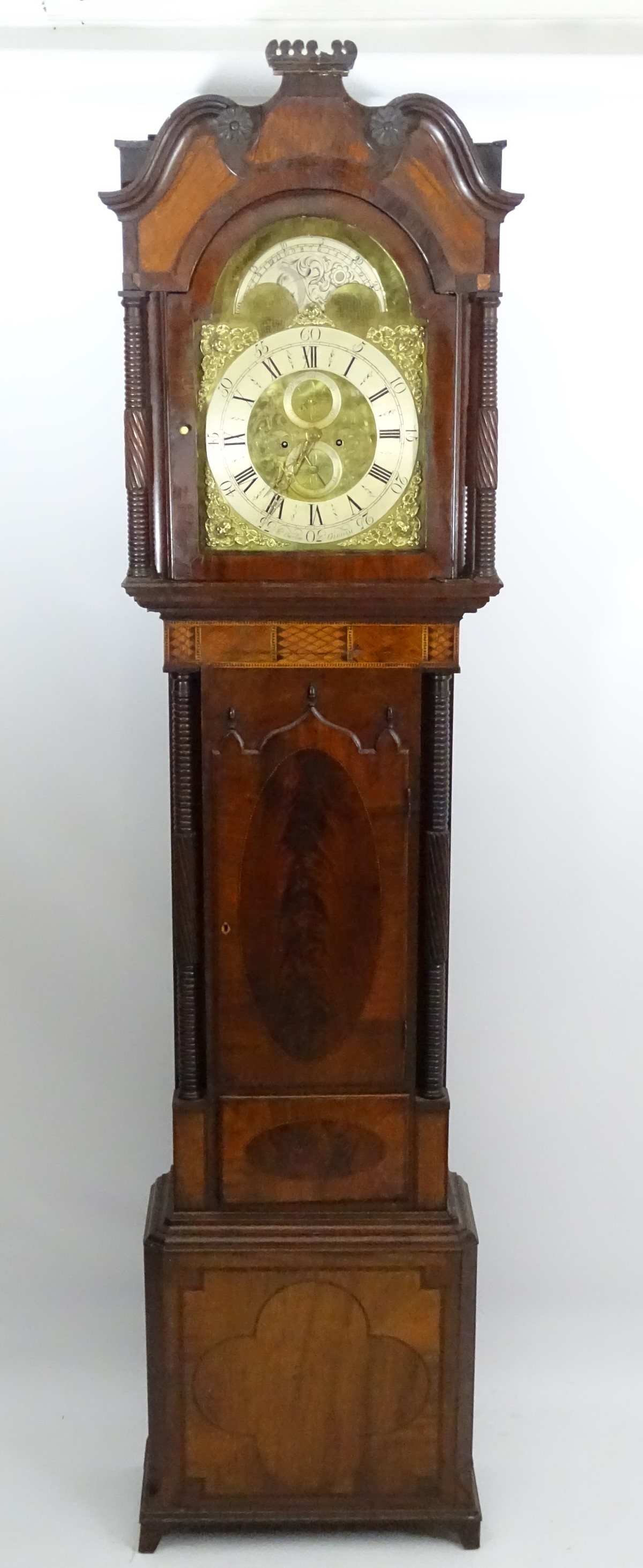 Georgian longcase : 'Jn Barlow Oldham, 1795 ' a 14" brass dialled break ...