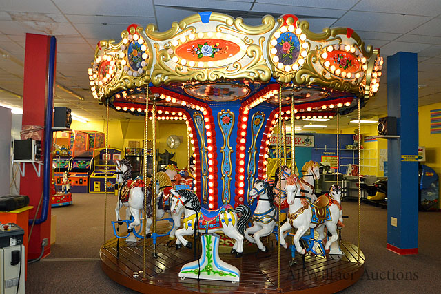 Zamperla "Mini Carousel" 12-Horse Carousel, s/n: WM12F01173US w/Control ...