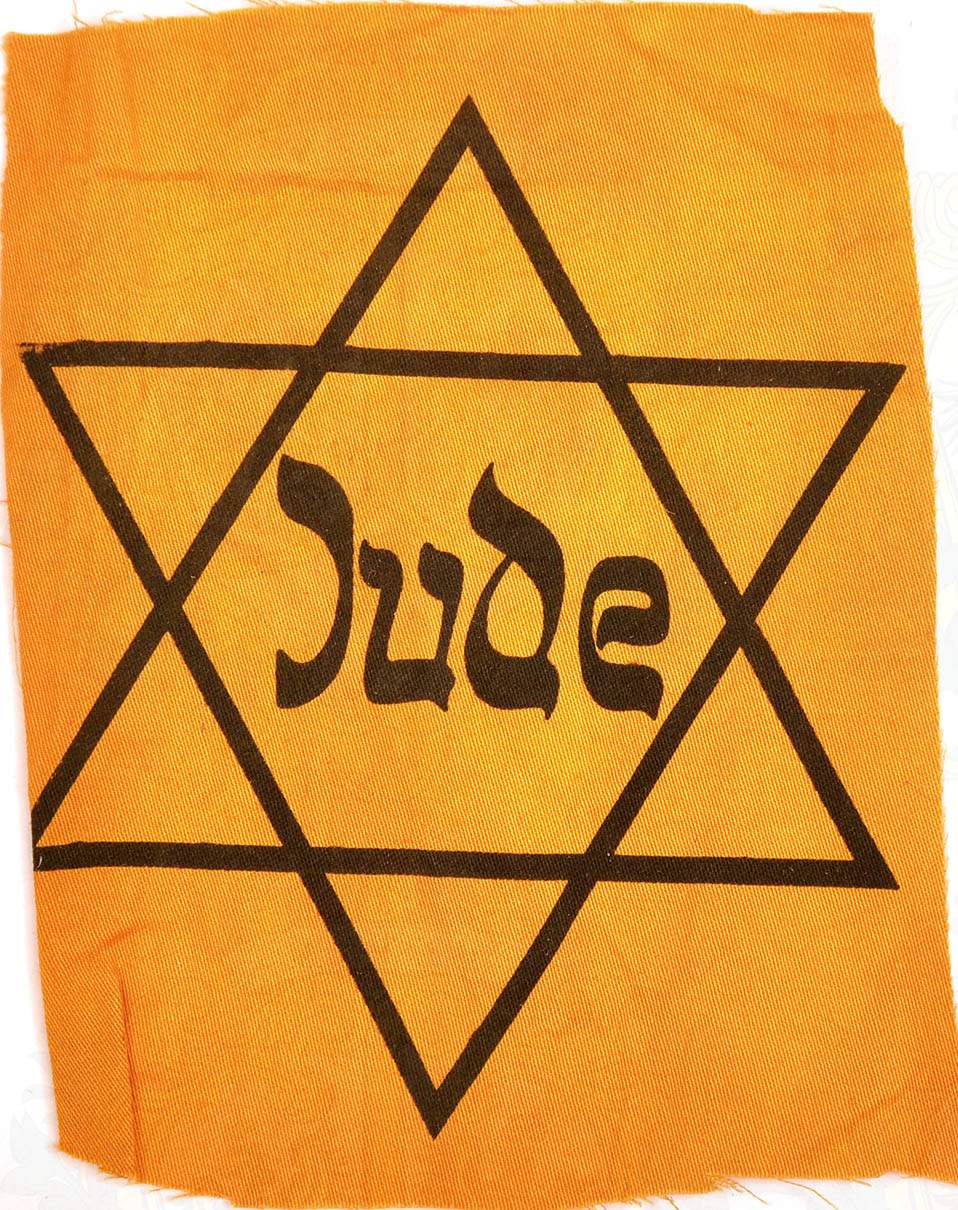 JUDENSTERN, feines, gelbes Leinen, schwarzer Aufdruck "Jude" u ...