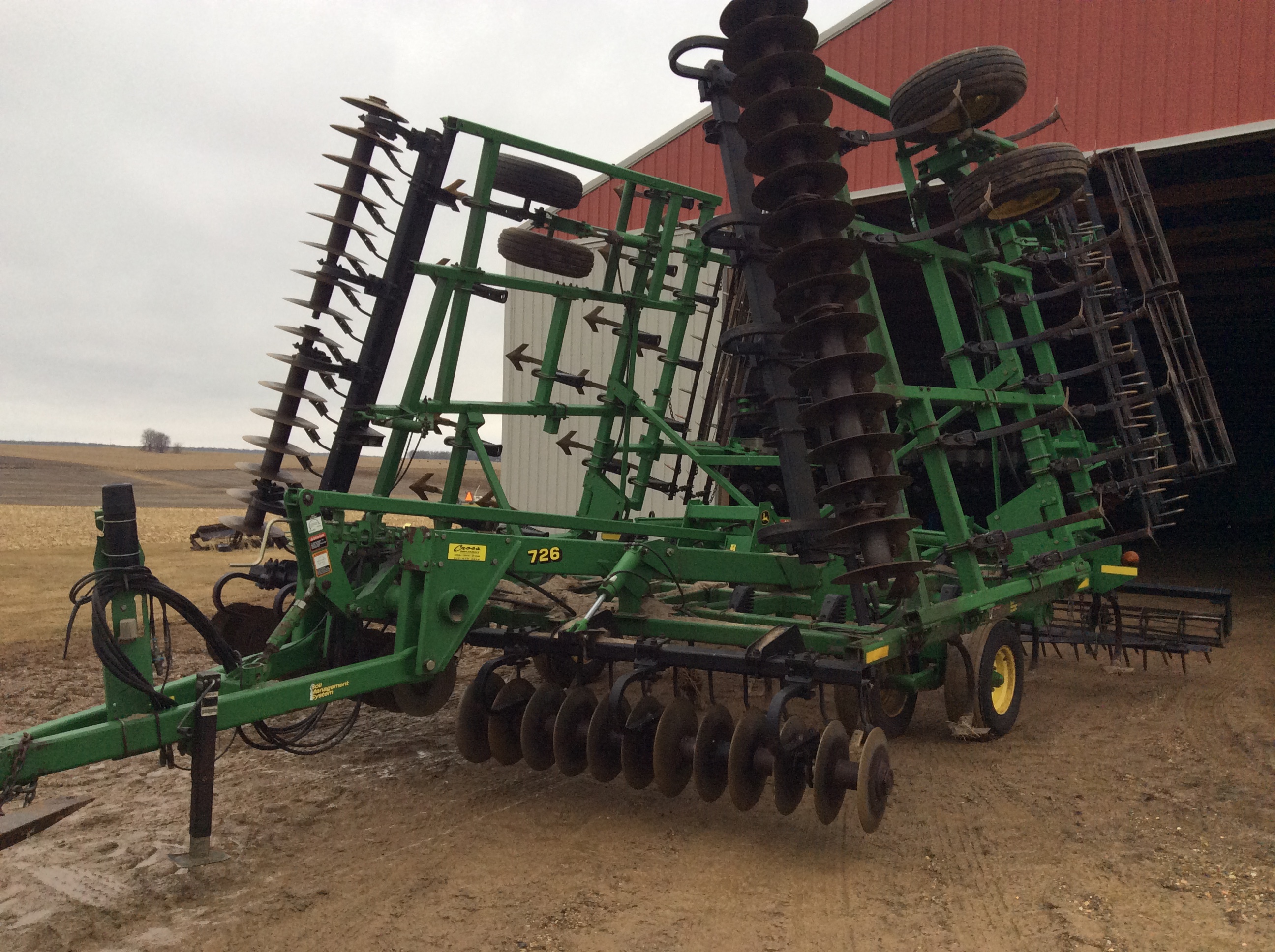 JD 726- 33.9 Ft. Soil Finisher, 7 In. Spacing, 3 Bar Harrow W/ Rolling ...