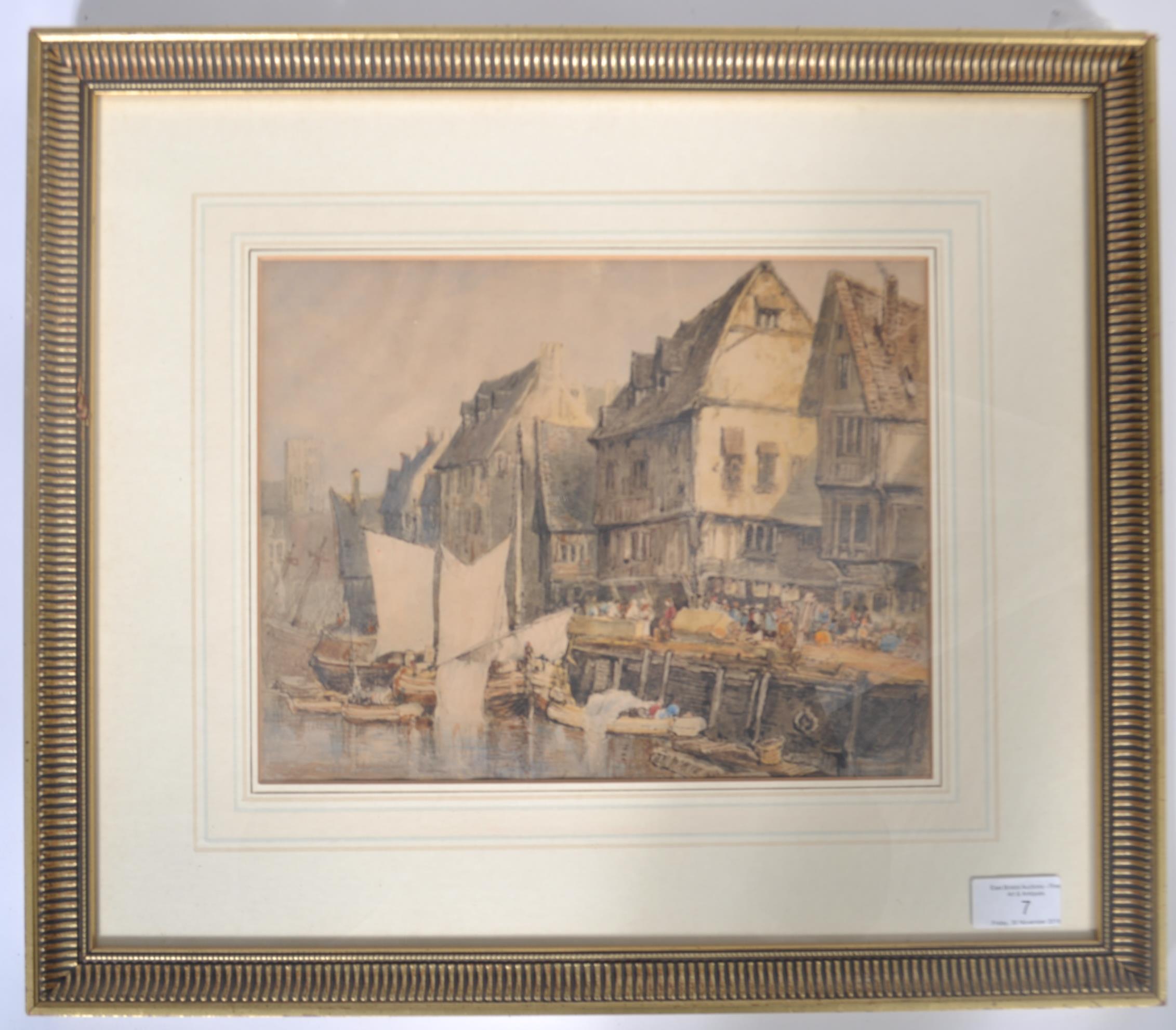 Samuel Prout (1783-1852) England. A watercolour painting of Dieppe ...