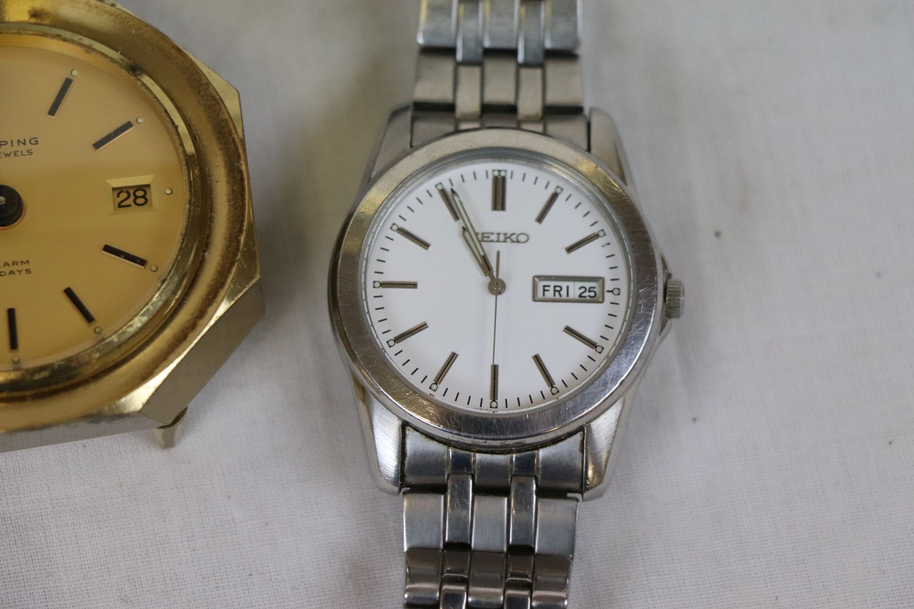 Seiko stainless steel pocket watch with date aperture, Looping 15 ...
