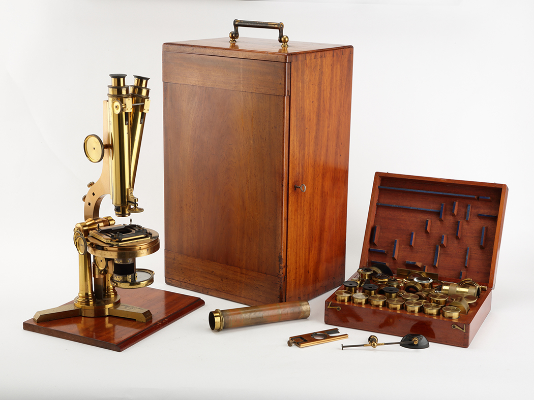 A Victorian lacquered brass binocular microscope, by Smith, Beck & Beck ...