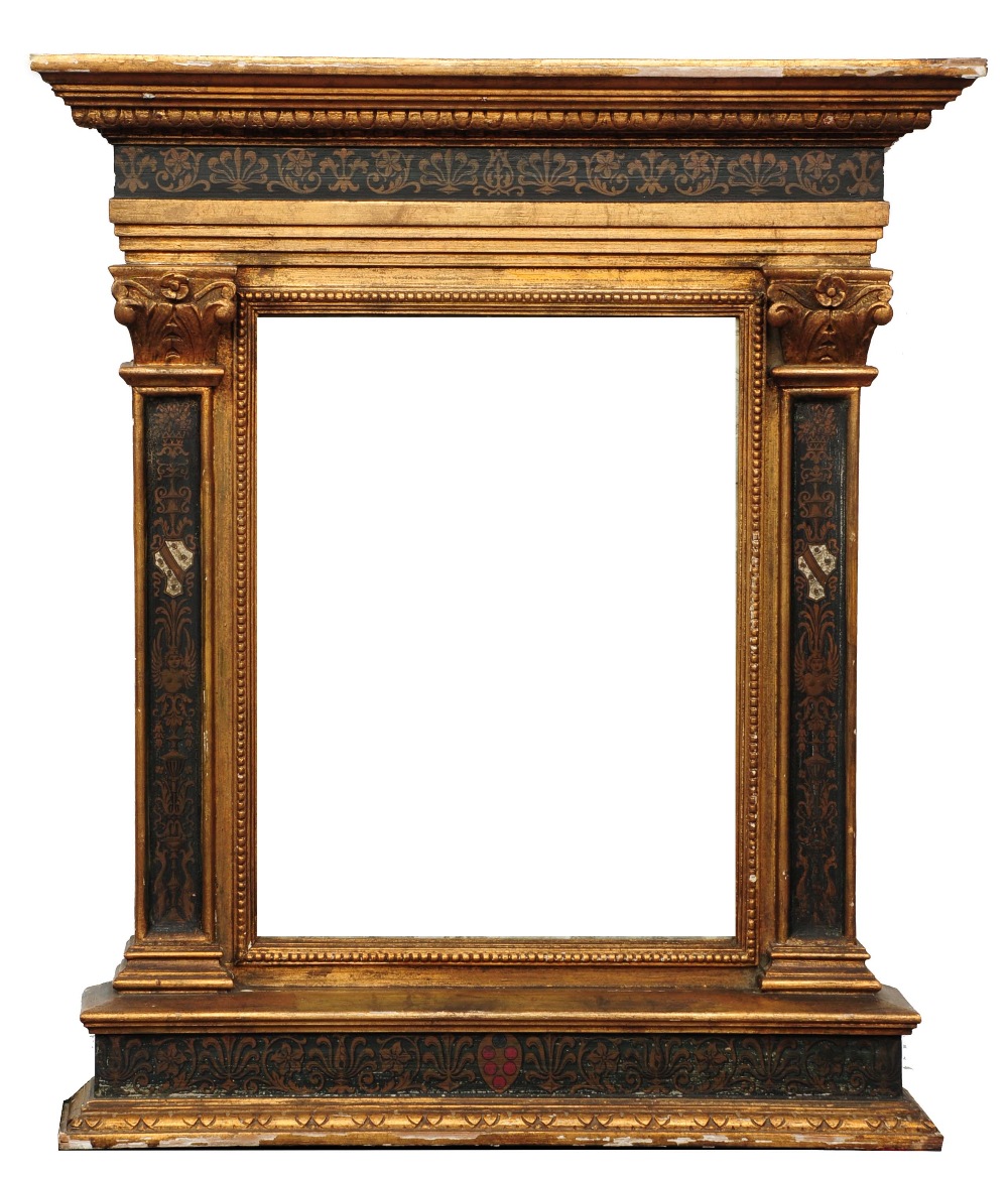 A POLYCHROME AND GILT DECORATED TABERNACLE FRAME, in the Renaissance ...