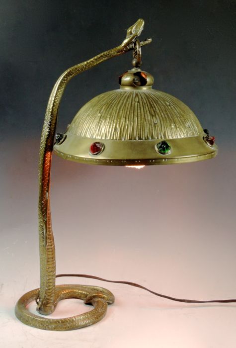 Art Nouveau Bronze Snake Lamp Circa 1900, Austrian, unusual bronze lamp ...