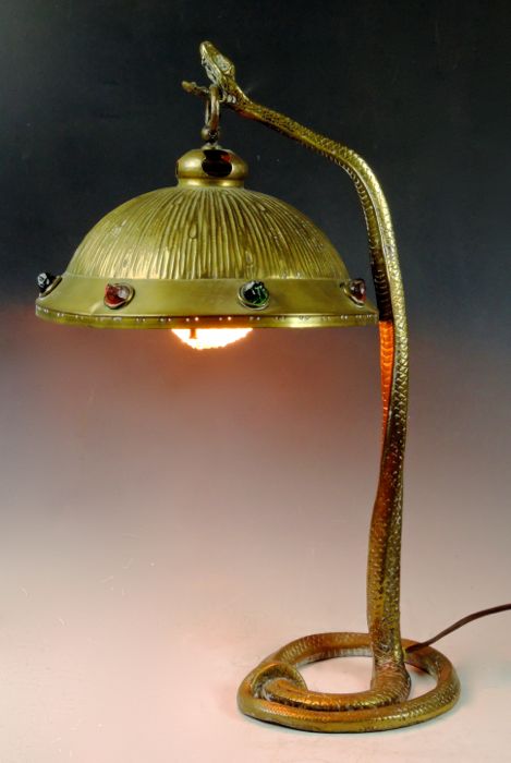 Art Nouveau Bronze Snake Lamp Circa 1900, Austrian, unusual bronze lamp ...