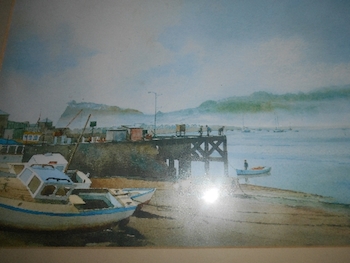 BRIAN HAYES, WATERCOLOUR, BEACH SCENE. 30CM X 39CM.