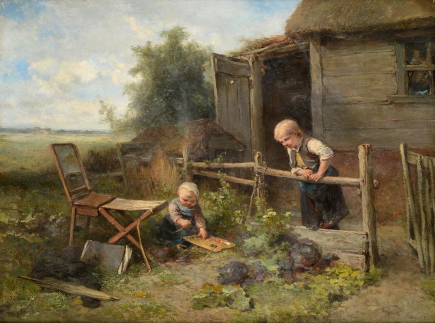 Mari Ten Kate (1831-1910) Dutch The Young Artist - Children before a ...