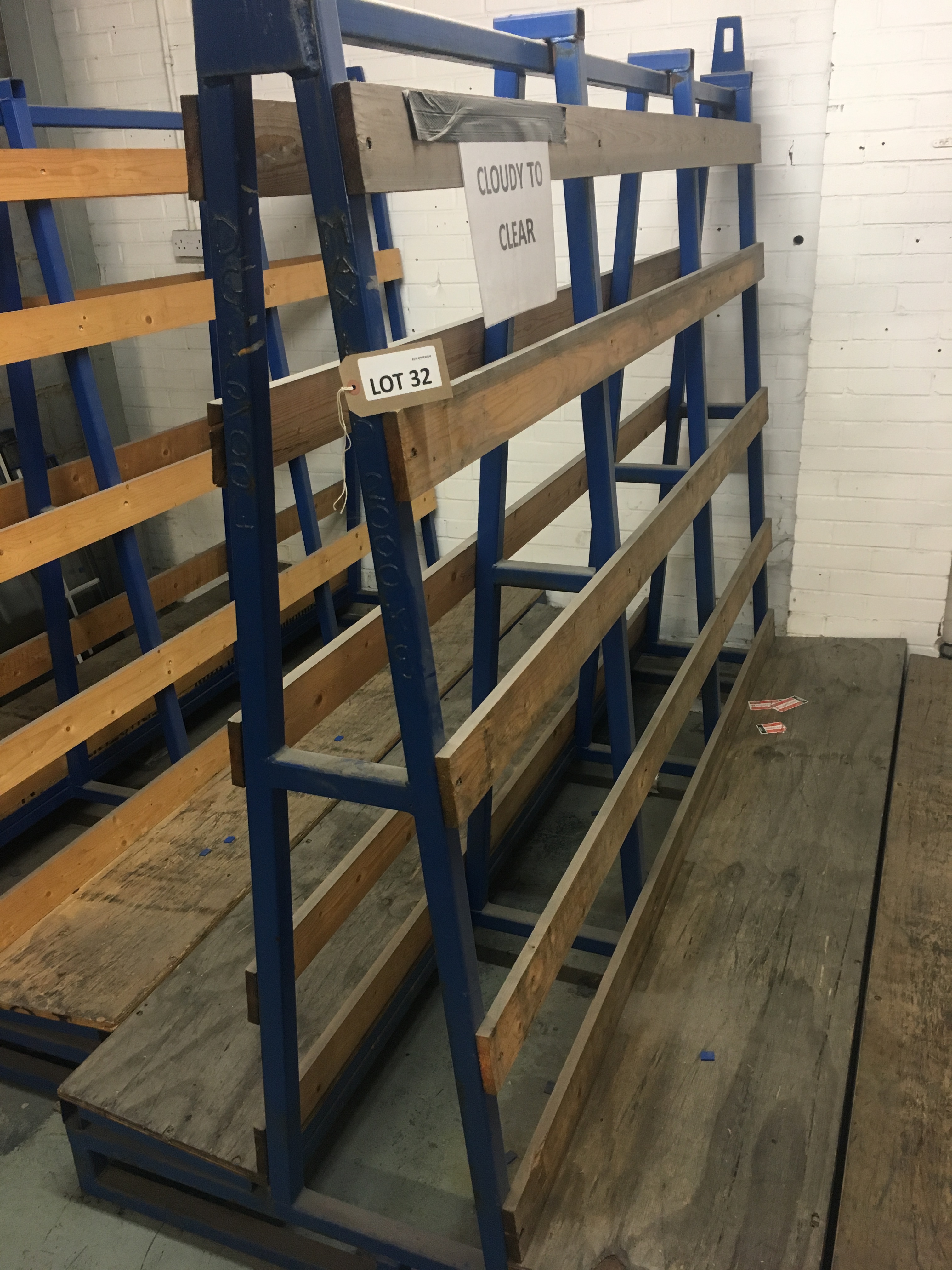 Steel fabricated A-frame glass rack, 2.3 m