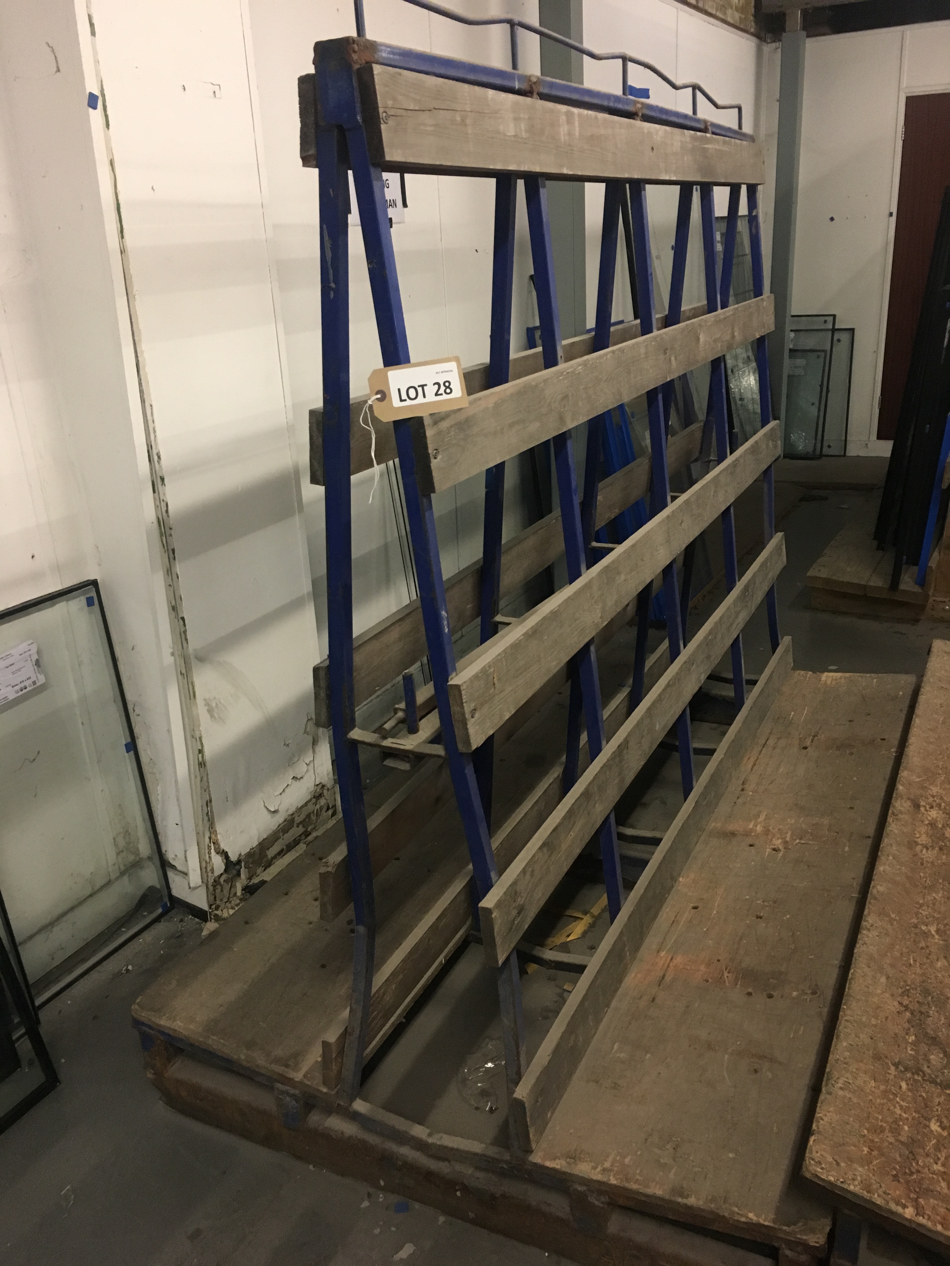 Steel fabricated A-frame glass rack, 2.0 m
