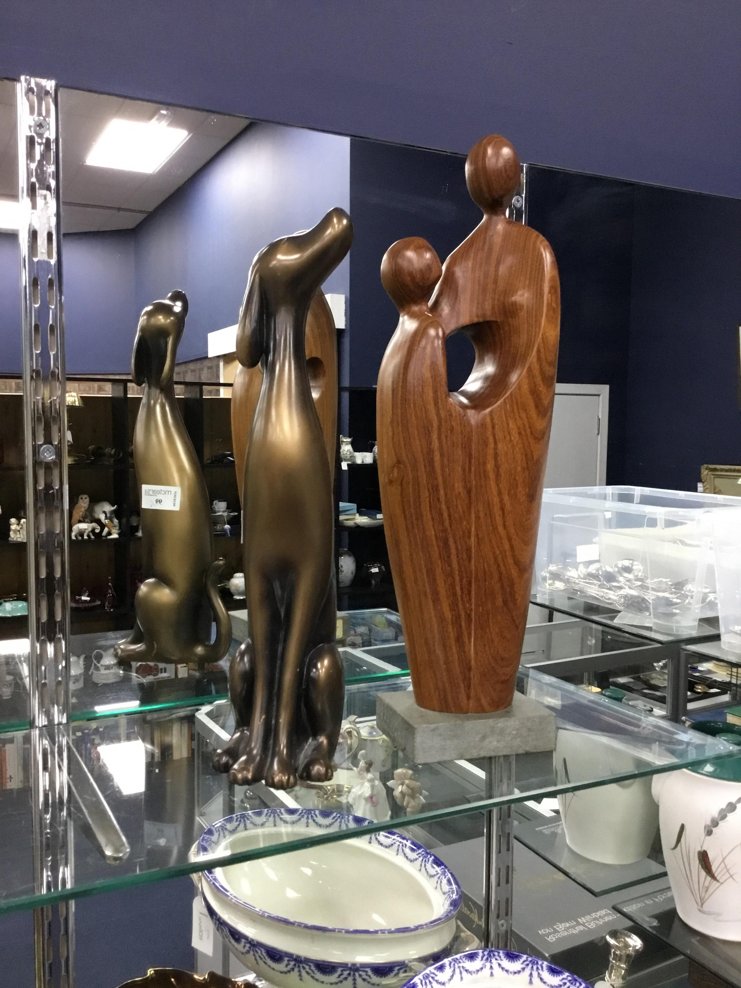 CONTEMPORARY WOOD SCULPTURE BY JOHN FOX, mounted on a granite base ...