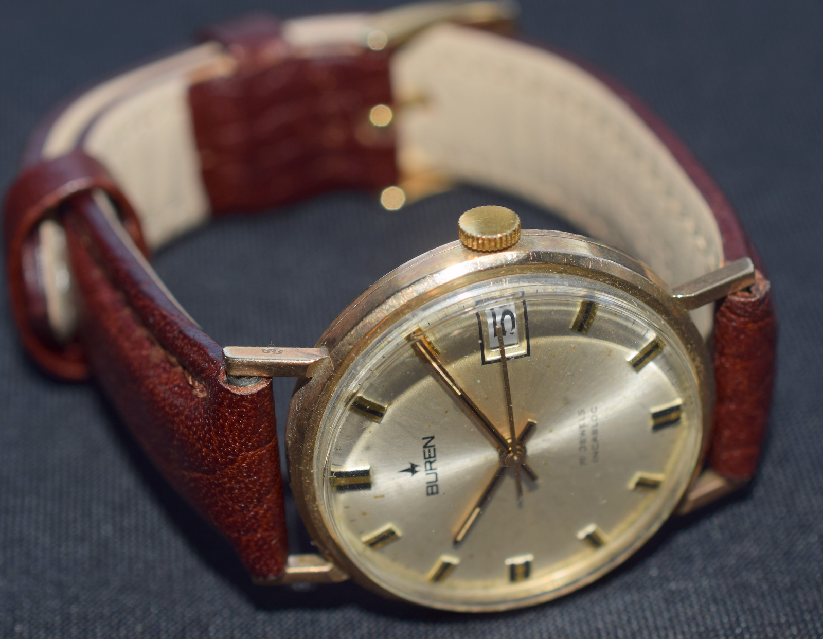 9ct Gold Buren Men's Watch Gold Buren Watch with 17 jewels and Incabloc ...