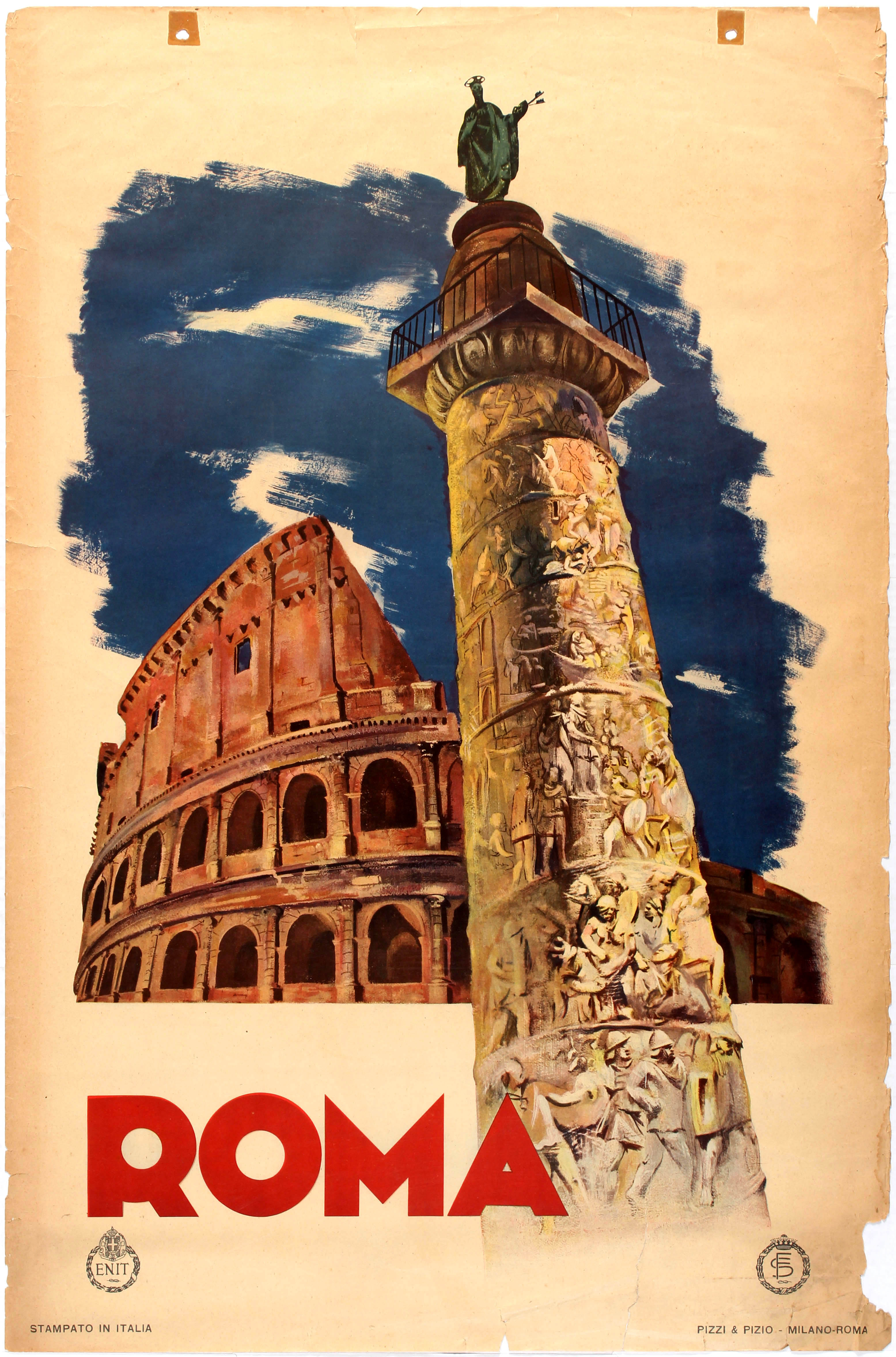 Original vintage travel advertising poster Rome issued by ENIT. Fair ...