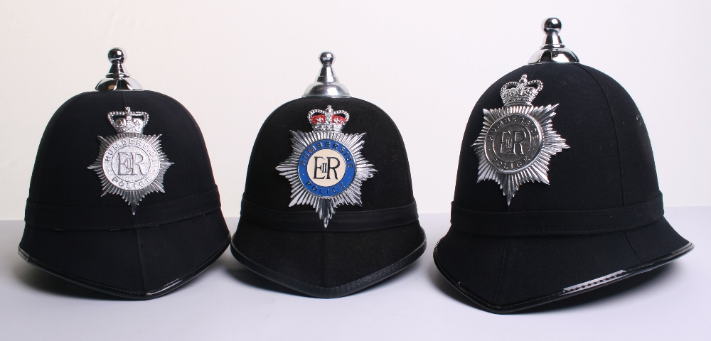 Three Obsolete Ball Top Police Helmets, Queens Crown Humberside Police ...